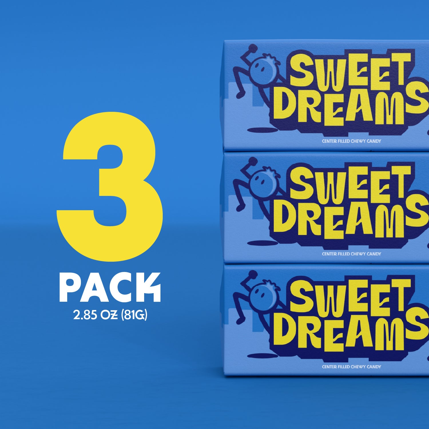 Sweet Dreams Sour Blueberry Chewy Candy 3 Sticks Pack | Pack of 36 ...